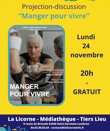Projection – discussion – « Manger pour vivre » – gratuit – le 24 ...