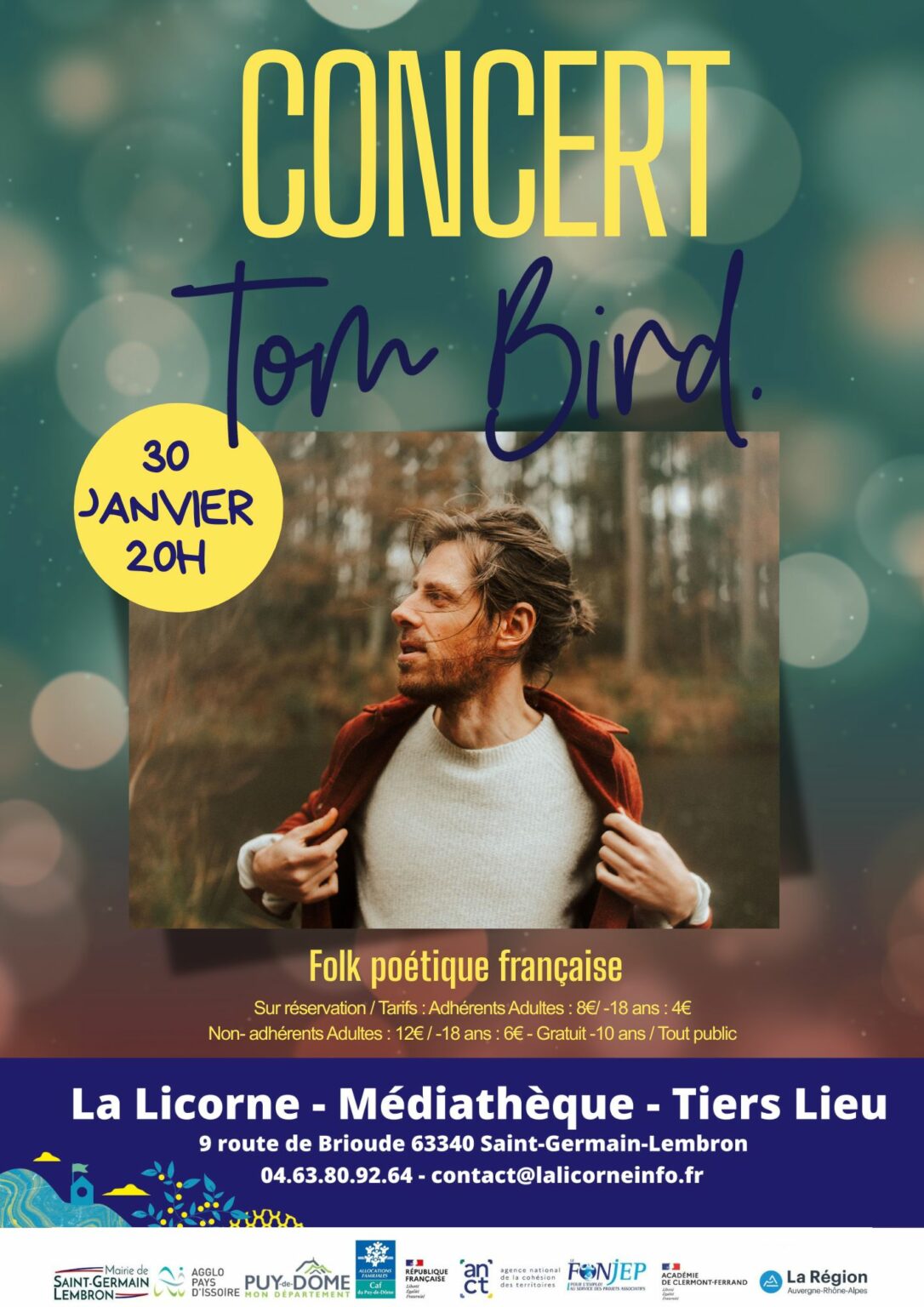 Concert Tom Bird – le 30 janvier 2026 à 20h00 à la LICORNE - Saint ...